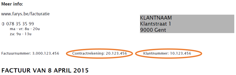 Waar vind ik mijn klantnummer en/of contractrekeningnummer? | Farys